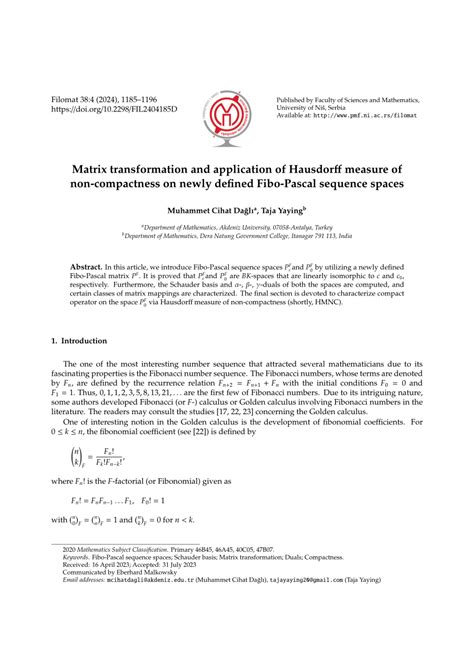 pdf matrix transformation and application of hausdorff measure of non