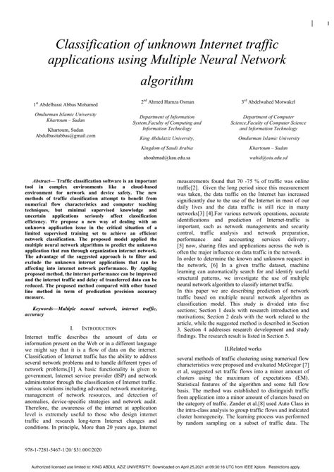 Pdf Classification Of Unknown Internet Traffic Applications Using Multiple Neural Network