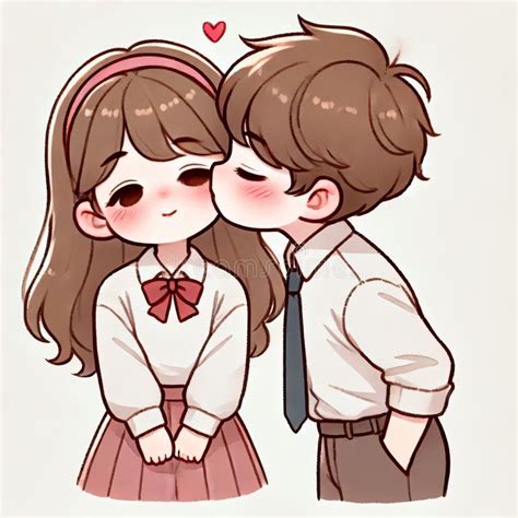 Sweet Kiss Between Cute Couple Stock Illustration Illustration Of