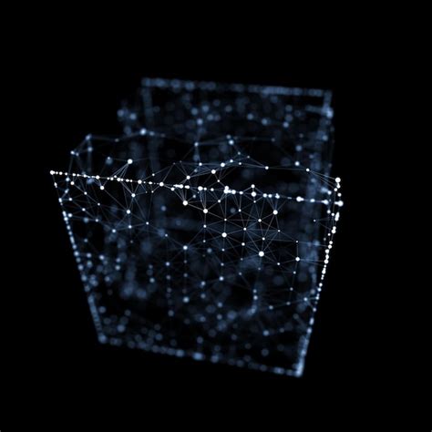 Premium Photo Abstract Wireframe Cube Whith Connection Dots And Lines Digital Blockchain