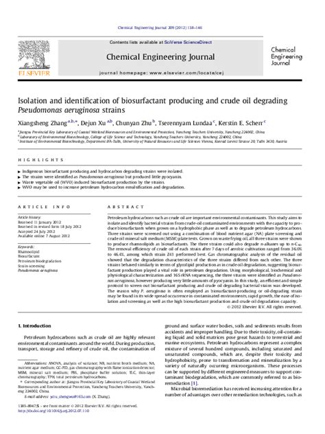 Isolation And Identification Of Biosurfactant Producing And Crude Oil