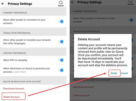 how to delete your quora account