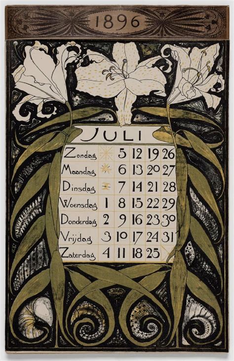 1896 Calendar Design By Theodor Willem Nieuwenhuis