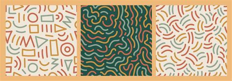 Abstract Seamless Patterns Set With Squiggles 26172480 Vector Art At Vecteezy