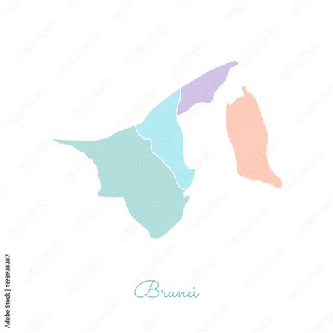 Brunei Region Map Colorful With White Outline Detailed Map Of Brunei Regions Vector