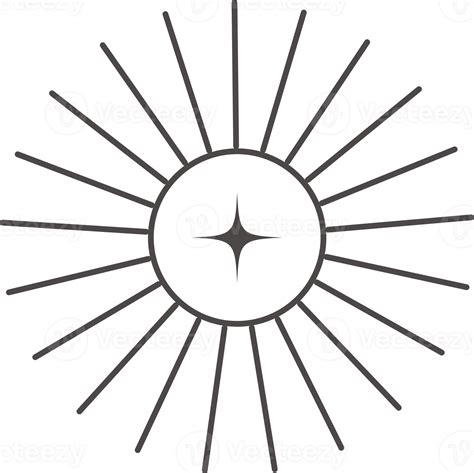 Outline Frame With Star Aesthetic Element Minimal Graphic Sun Shape Y2k Modern Simple