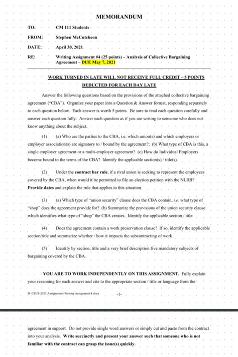 Memorandum To Cm 111 Students From Date Stephen