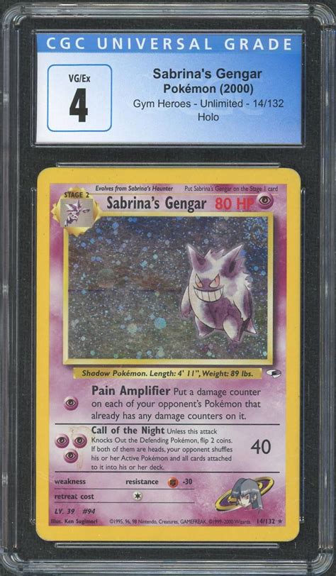 2000 Pokemon Gym Heroes Sabrinas Gengar Holo 14132 Cgc 4 Da Card World