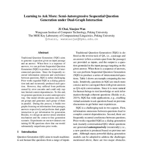 Learning To Ask More Semi Autoregressive Sequential Question Generation Under Dual Graph