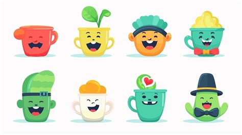 St Patrick Cute Teeth Icon Set Isolated Dental Premium Ai Generated