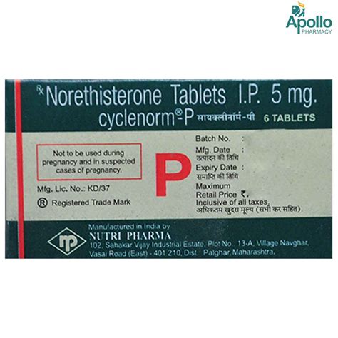Cyclenorm P Tablet 6s Price Uses Side Effects Composition Apollo