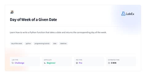 Day Of Week Of A Given Date Labex