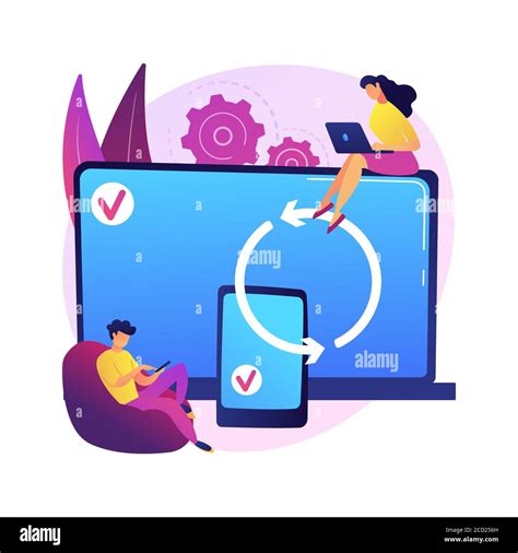 Cross Device Syncing Abstract Concept Vector Illustration Stock Vector Image And Art Alamy