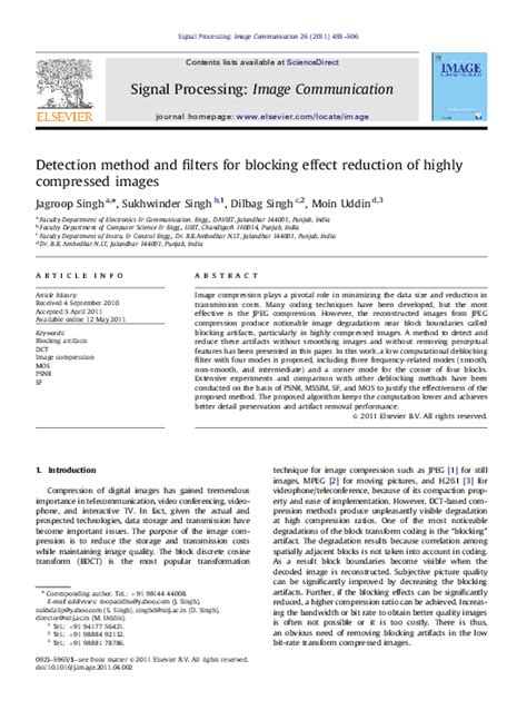 Pdf Detection Method And Filters For Blocking Effect Reduction Of Highly Compressed Images