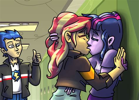 Sunset Shimmer And Twilight Sparkle Kiss