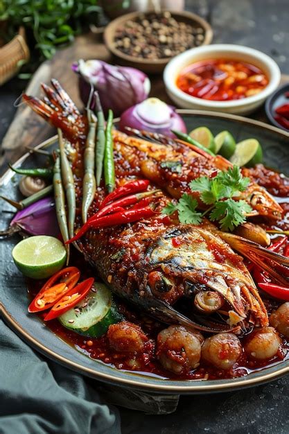 A Shrimp Paste Chili Paste With Fresh Vegetables Premium Ai Generated