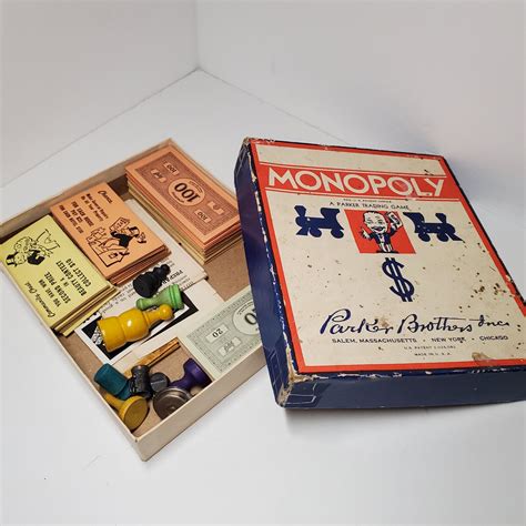 Vintage 1935 Monopoly Game Partial Set With No Board 4579857337