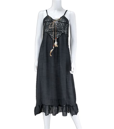Long Black Half Sheer Crochet Dress Ka Beachwear