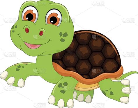 可爱的小海龟卡通行走素材 花瓣网