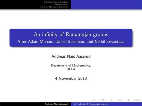 pdf an infinity of ramanujan graphs dokumen tips