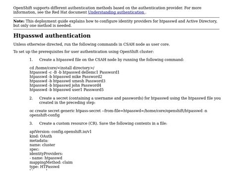 Authenticating Platform Users Deployment Guide—red Hat Openshift Container Platform 42 Dell