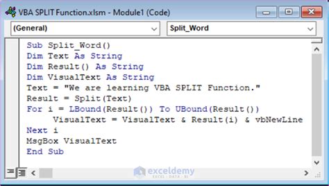 How To Use Vba Split Function In Excel 5 Examples