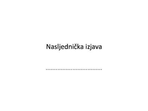 Pdf Nasljednička Izjava