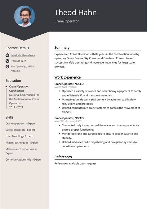 Crane Operator Cv Example For 2024