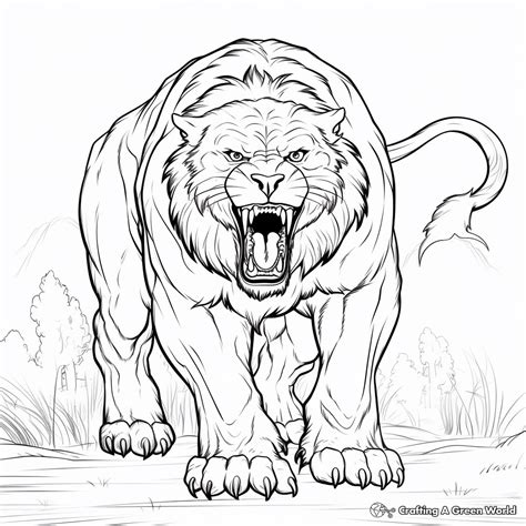 Tiger Tooth Saber Coloring Pages Drawing Outline Clipart Clip Color