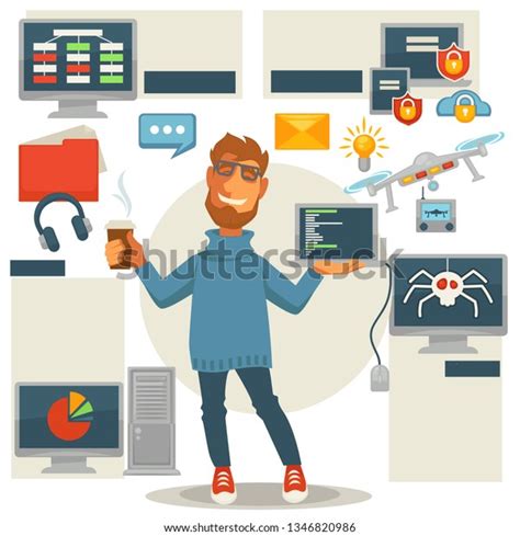 programmer computer expert banner icons stock illustration 1346820986