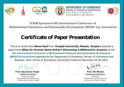 Mansi Bansal On Linkedin Conference Iccsr Delhiuniversity Mesd23 Bibliometricanalysis