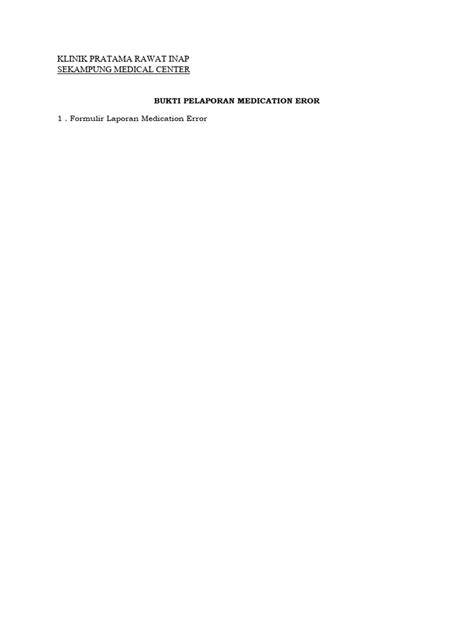 Bukti Pelaporan Medication Error Pdf