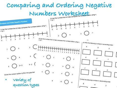Ordering Positive And Negative Numbers Teaching Resources Worksheets Library