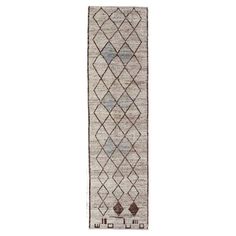 Modern Moroccan Style Tribal Runner With Geometric Patterns In Browns