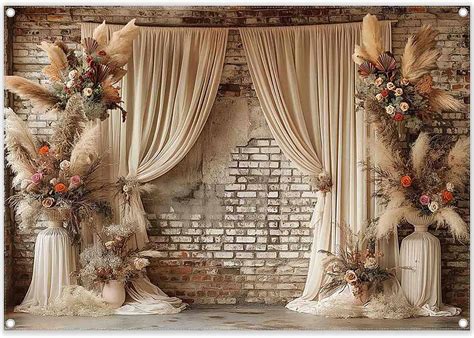 Swepuck 7x5ft Fabric Digital Printing Boho Floral Wedding