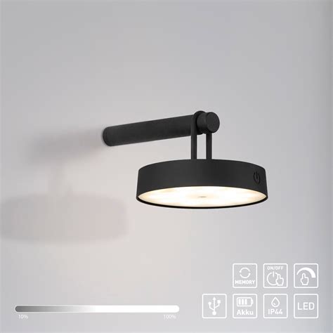 Just Light Led Wall Lamp Arma Black Plastic Ip44 Lightsie