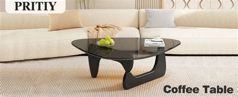 Mid Century Modern Coffee Table Triangle Glass Top Natural Wood Base Triangle