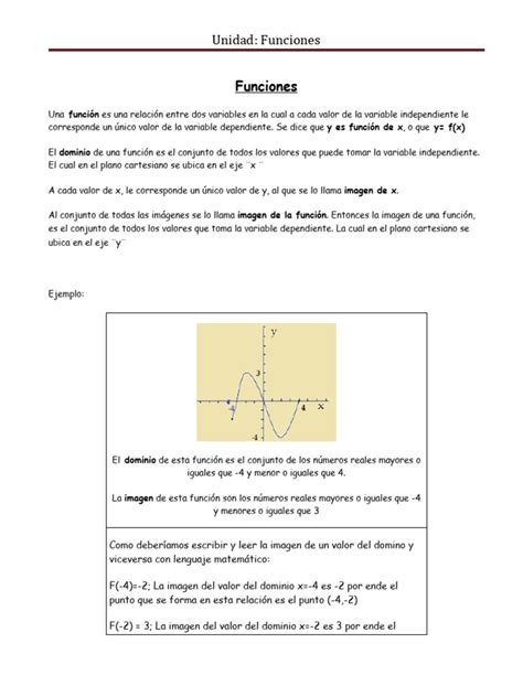 Concepto De Funcion Dominio E Imagen Ejercitación Pdf Función
