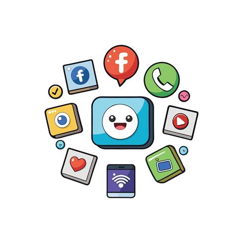 A Cartoon Character Is Surrounded By Various Social Media Icons 51557800 Vector Art At Vecteezy