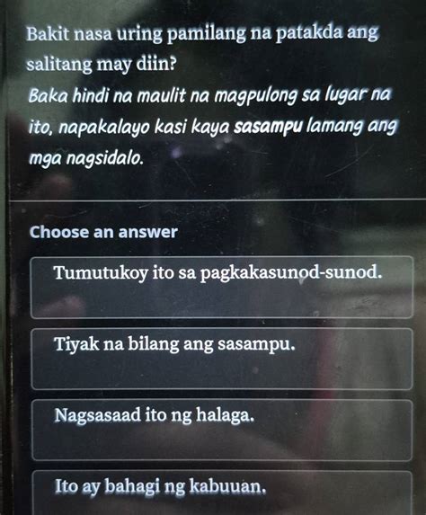 Solved Bakit Nasa Uring Pamilang Na Patakda Ang Salitang May Diin