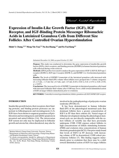Pdf Expression Of Insulin Like Growth Factor Igf Igf Receptor And