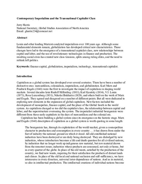 Doc Contemporary Imperialism And The Transnational Capitalist Class