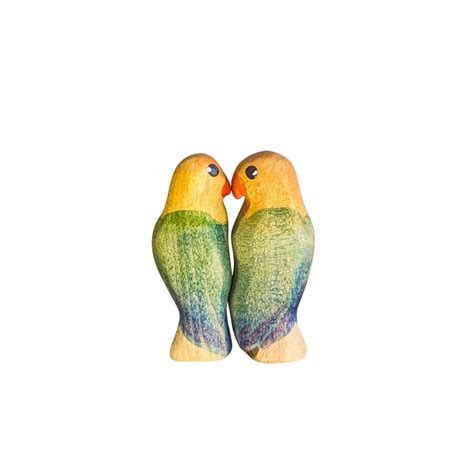 Wooden Lovebirds Wooden Toy Birds Nom Handcrafted