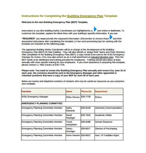 Construction Site Emergency Action Plan Template