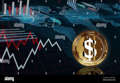 Dollar Usd Usa Currency Golden Coin Over The Chart Price Trend Graph