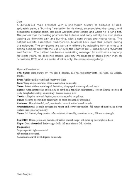 Gerd Case Study Case A 33 Year Old Male Presents With A One Month