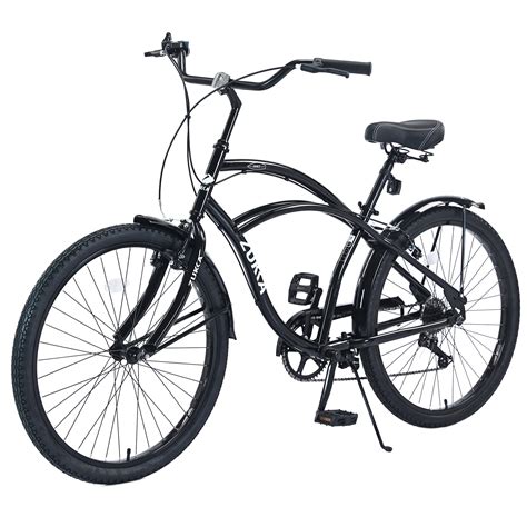 Zukka 26 Adult Cruiser Bike 7 Speed Steel Frame Bicycle For Men