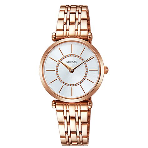 Lorus White Dial Rose Gold Bracelet Watch