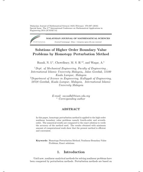Pdf Solutions Of Higher Order Boundary Value Problems By Homotopy
