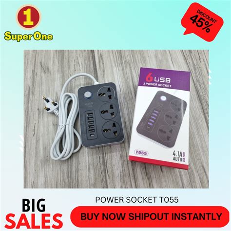 Fast Charge Extension Cable 3 Power Socket With 5 USB Port 1 Type C T055 Item Price Is Per Unit